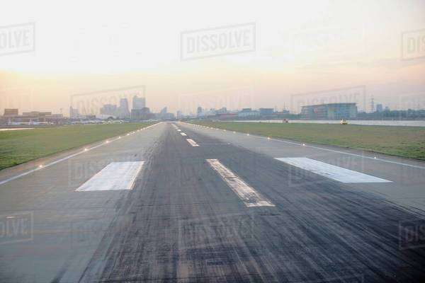 Elevated view of airport runway, London, UK - Stock Photo - Dissolve