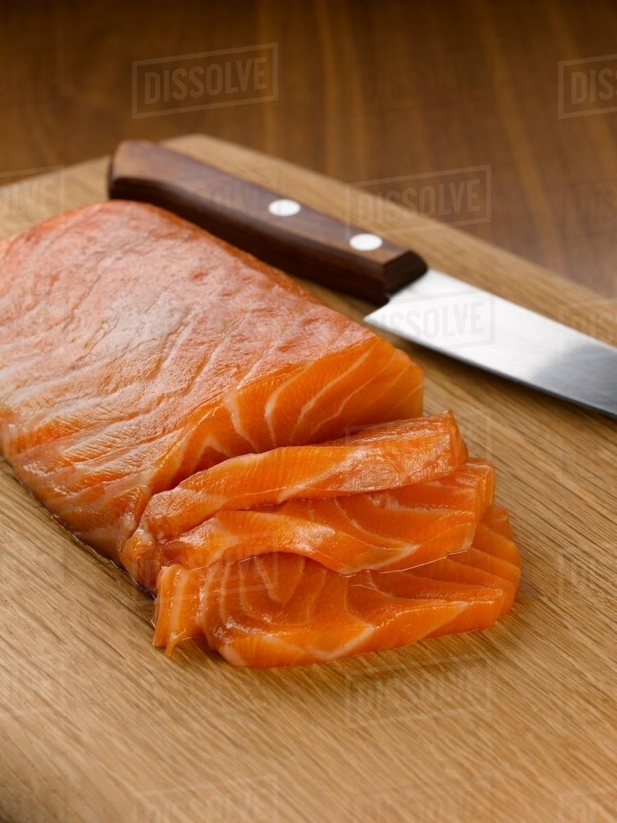 Close up of sliced salmon - Royalty-free Stock Photo | Dissolve