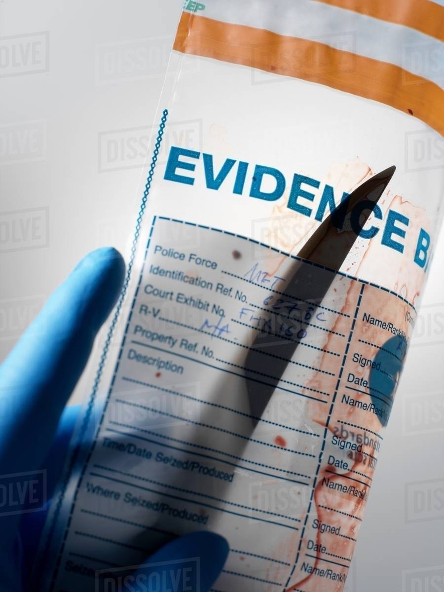 Evidence from knife crime incident in forensic bag - Royalty-free Stock ...