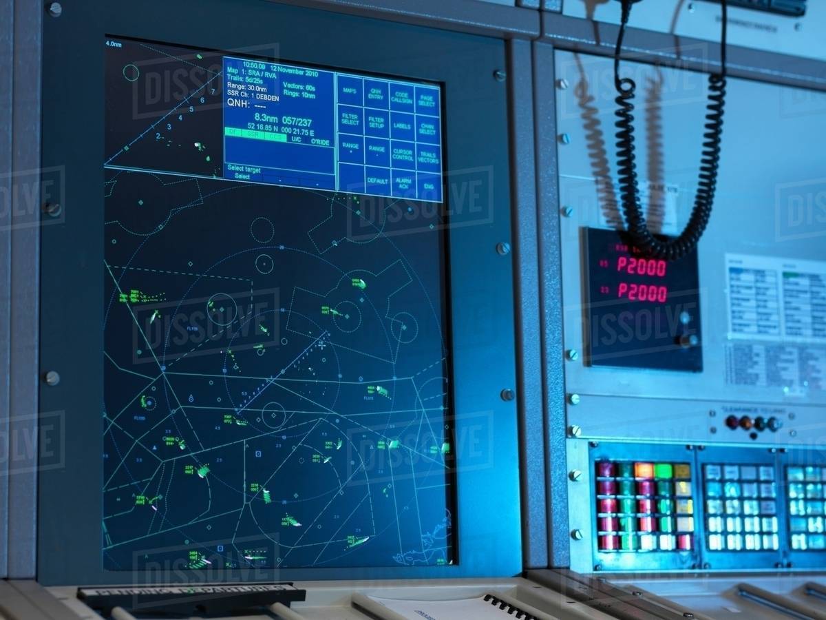 Radar desk in control room - Stock Photo - Dissolve