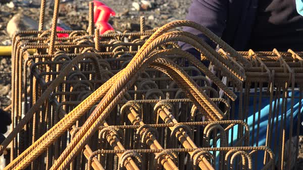 Workflow at the construction site, concrete team work pouring ...