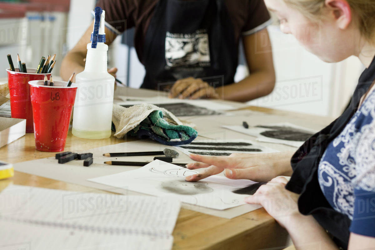 Art student drawing with charcoal and pencil - Royalty-free Stock Photo ...