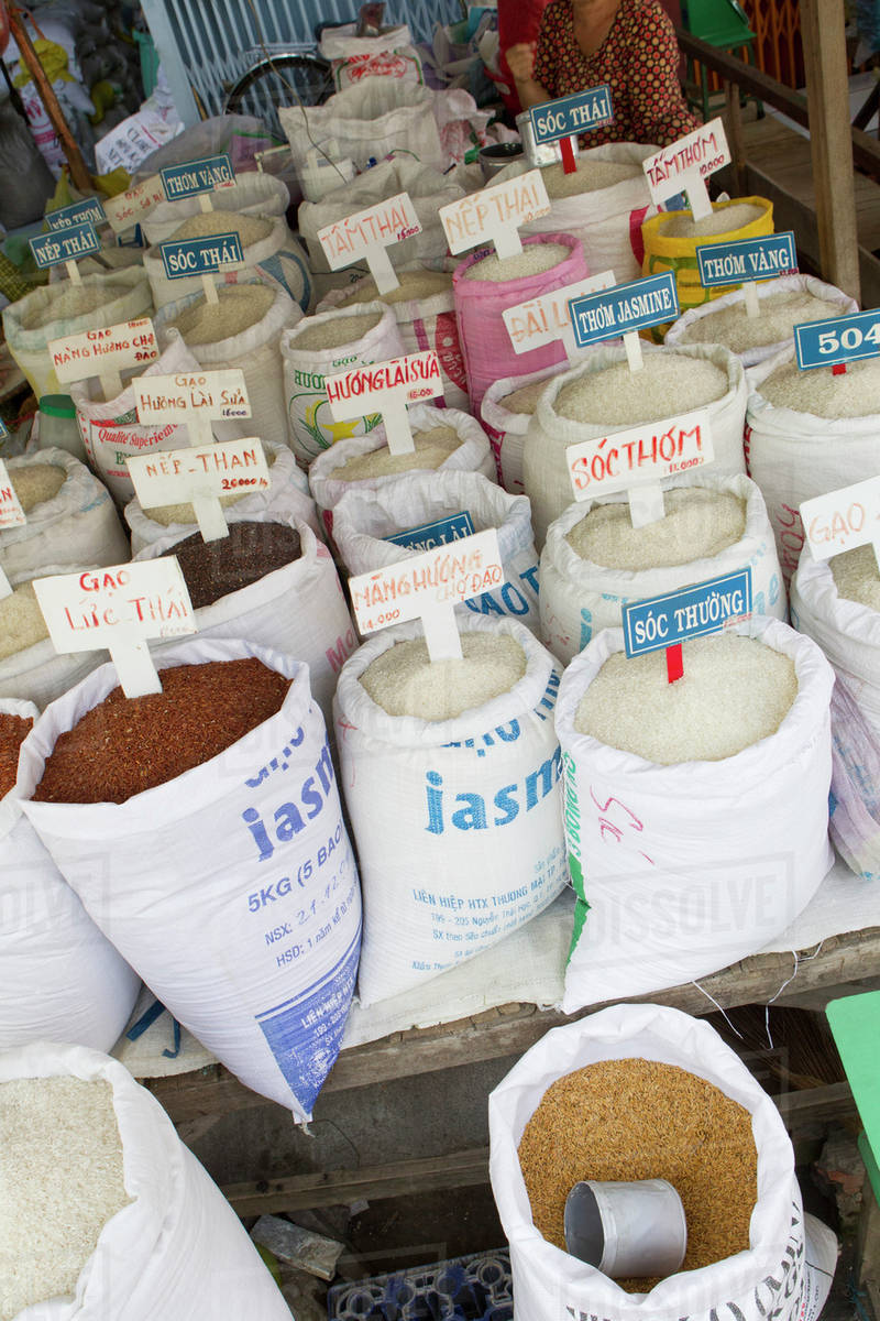 Vietnam, assorted varieties of rice in market - Royalty-free Stock ...
