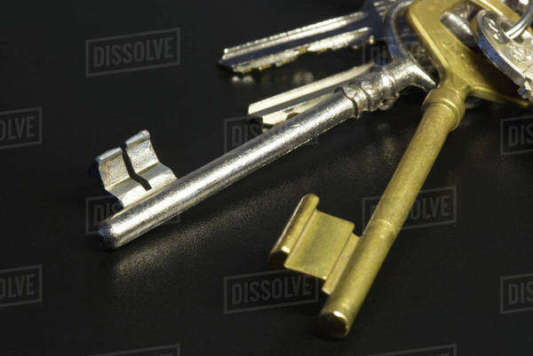 Assorted keys on keyring, close-up - Royalty-free Stock Photo | Dissolve