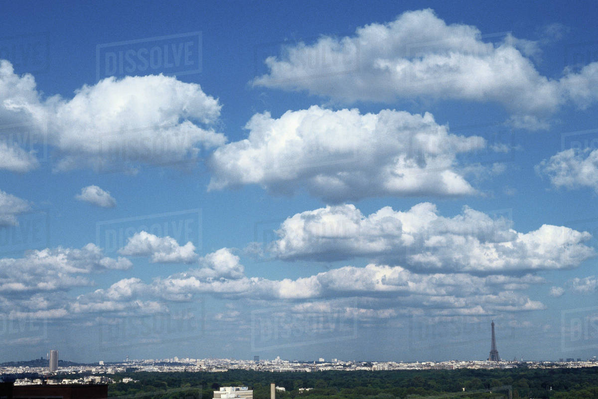 Cloudscape over Paris, France - Stock Photo - Dissolve