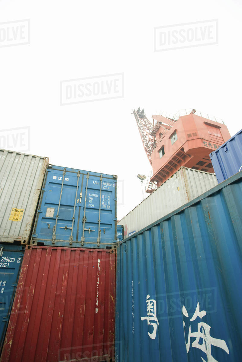 Cargo containers, low angle view - Royalty-free Stock Photo | Dissolve