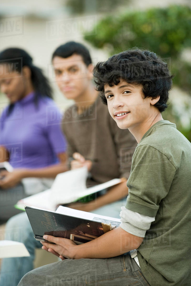 High school students studying outdoors - Royalty-free Stock Photo ...