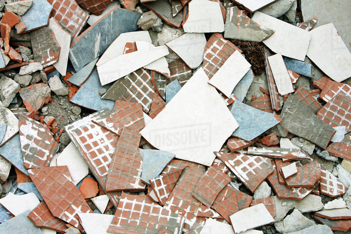 Construction rubble, broken tiles - Royalty-free Stock Photo | Dissolve