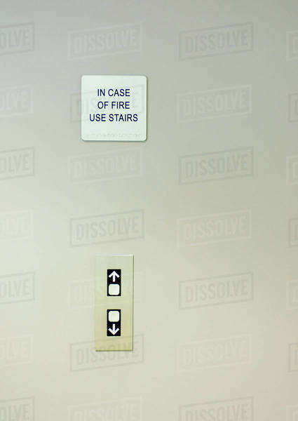 Elevator call buttons and warning sign - Royalty-free Stock Photo ...