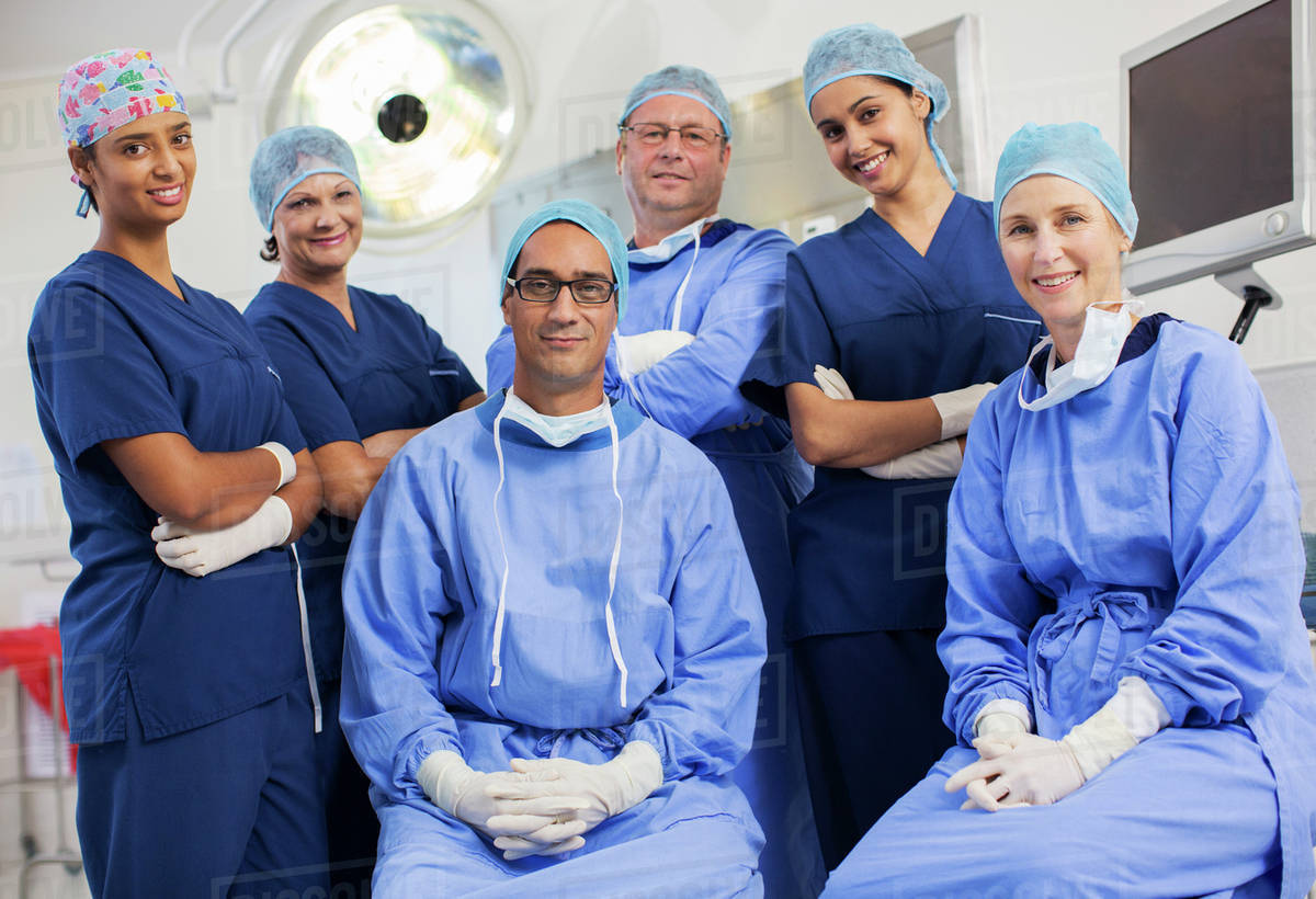 Group portrait of surgeons in hospital - Royalty-free Stock Photo ...