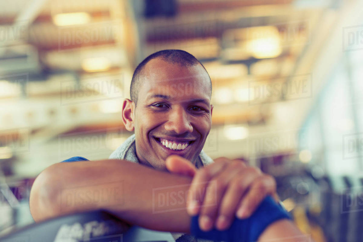 Portrait smiling man at gym - Royalty-free Stock Photo | Dissolve