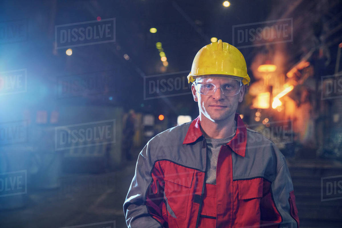 Portrait confident steelworker in steel mill - Royalty-free Stock Photo ...