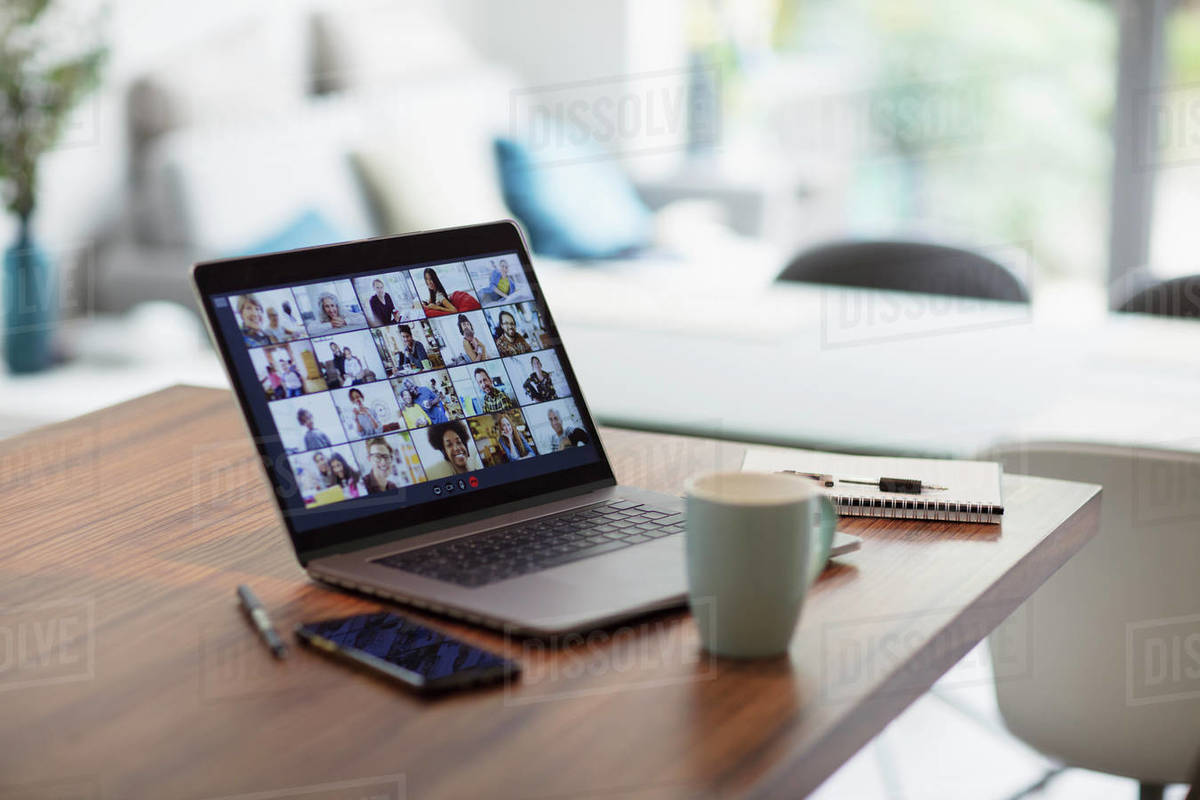 Colleagues video conferencing on laptop screen - Royalty-free Stock ...