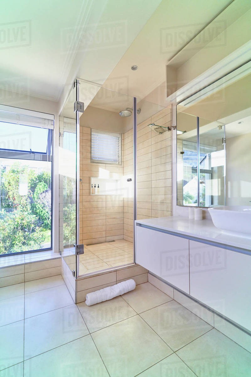 Modern home showcase interior bathroom shower - Stock Photo - Dissolve