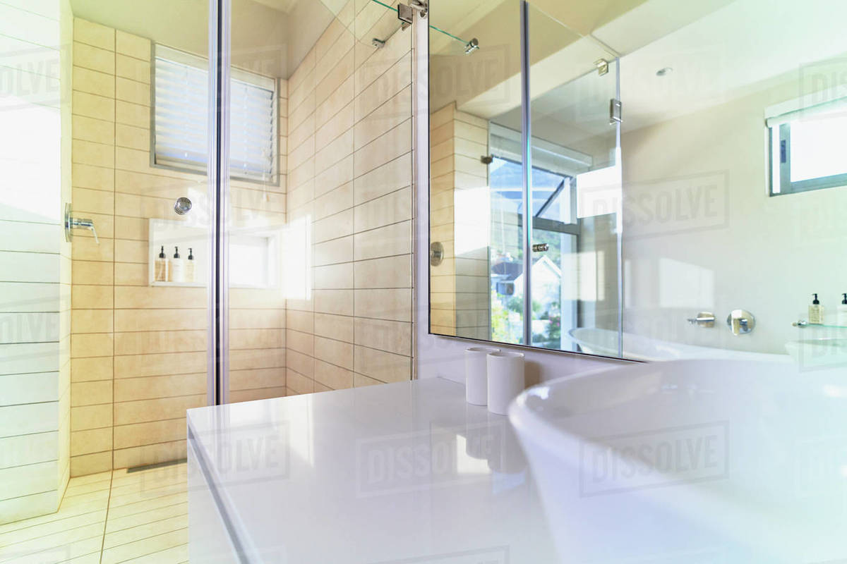 Modern home showcase interior bathroom shower - Stock Photo - Dissolve