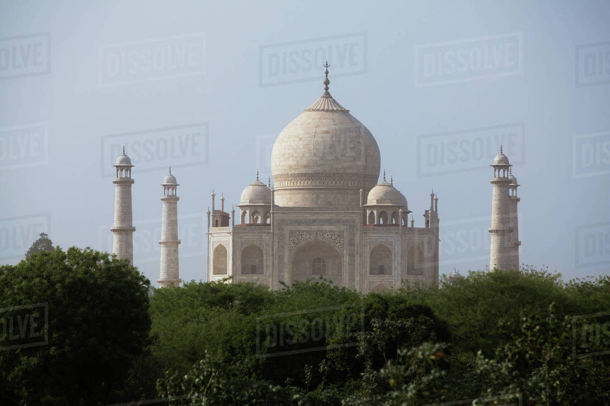 The Taj Mahal with trees in the foreground, Agra, India - Royalty-free ...