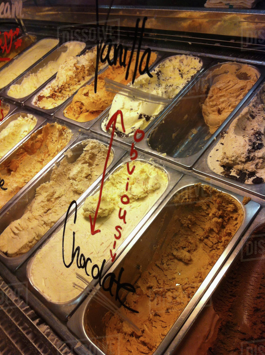 Ice cream parlor display window - Stock Photo - Dissolve