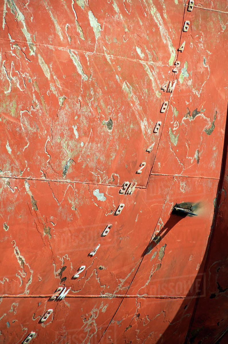 Numbers on hull of a tanker ship - Stock Photo - Dissolve