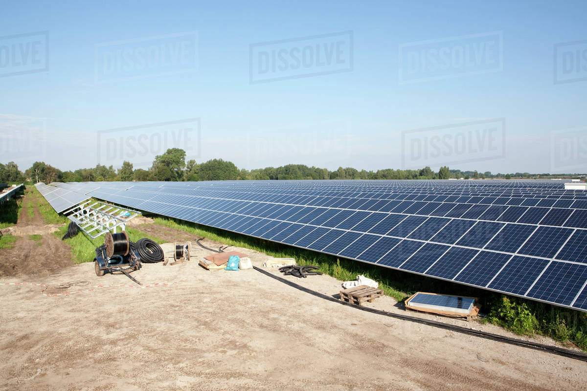 A solar panel station under construction - Royalty-free Stock Photo ...