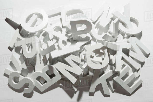 A pile of various white block letters from the alphabet - Stock Photo ...