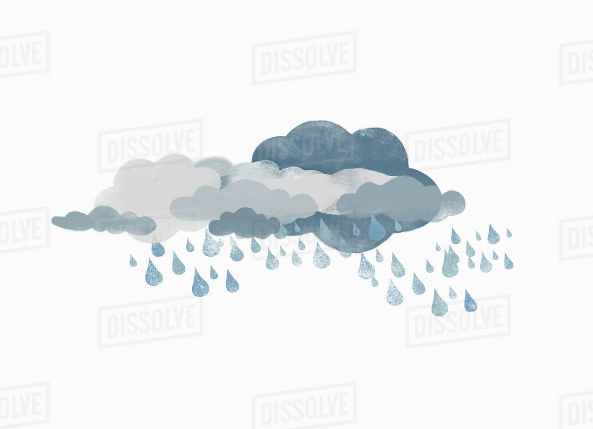 Storm clouds and rain against white background - Stock Photo - Dissolve