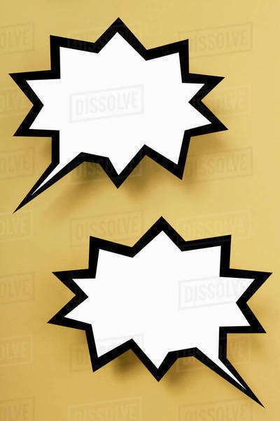 Blank exploding speech bubbles against yellow background - Royalty-free ...