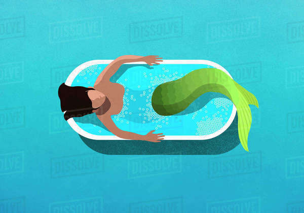 Mermaid bathing in soaking tub - Royalty-free Stock Photo | Dissolve