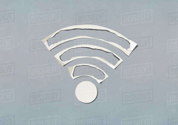 Paper cut outs forming wifi symbol - Stock Photo - Dissolve