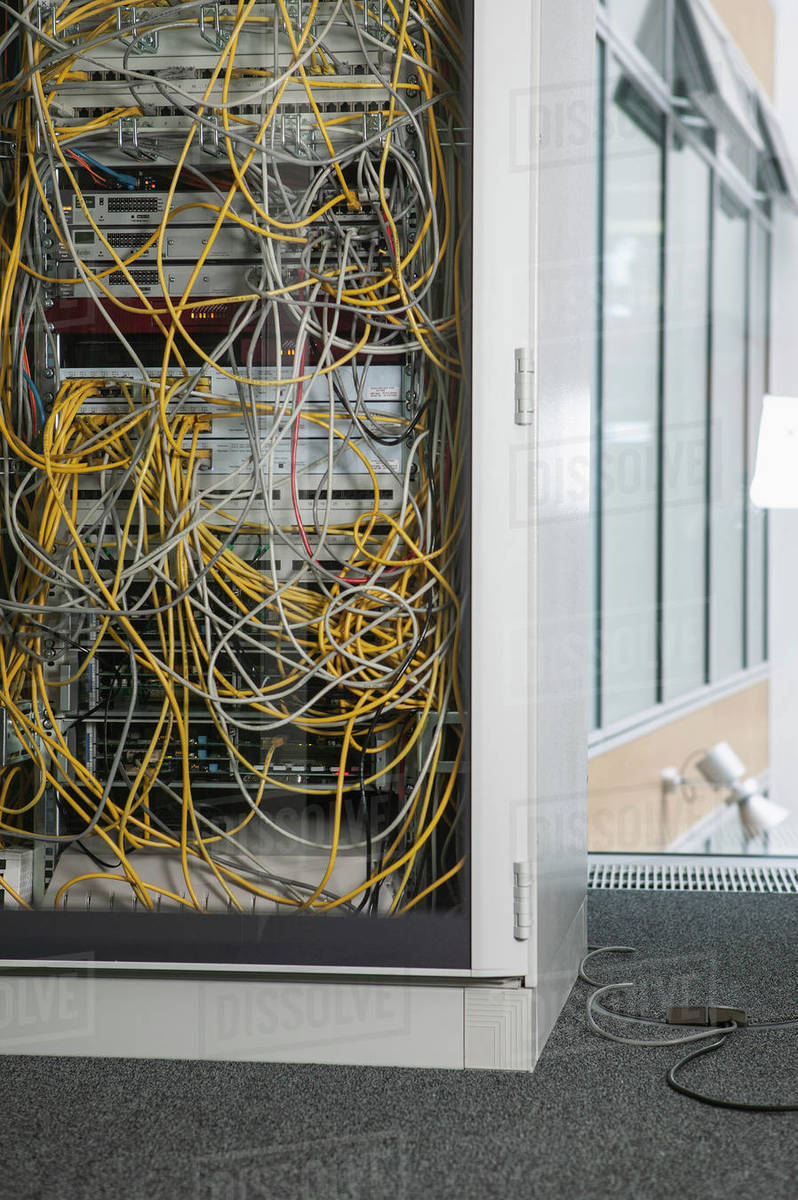 Mess of tangled computer network server wires - Royalty-free Stock ...