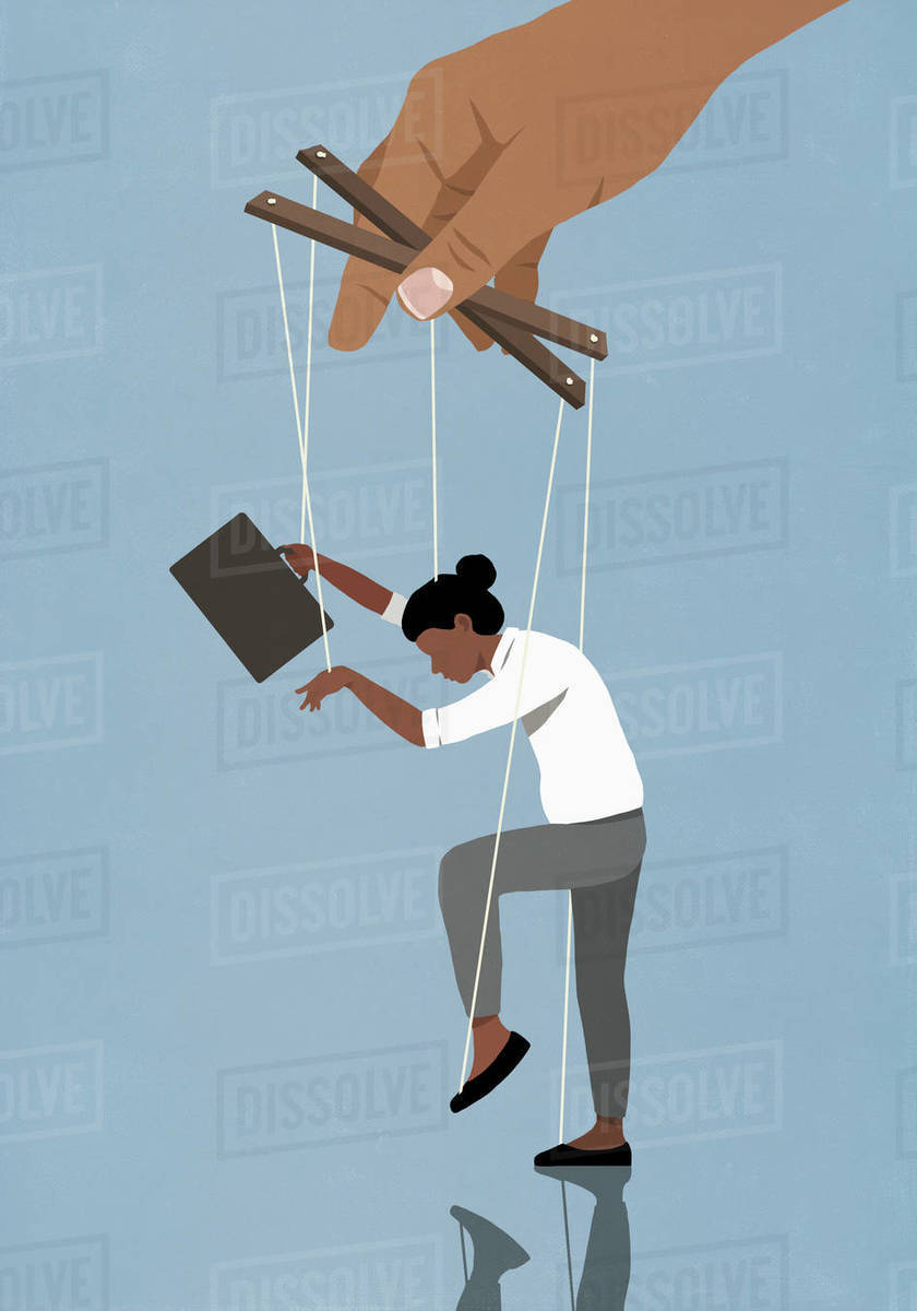 Hand controlling businesswoman puppet on strings - Royalty-free Stock ...