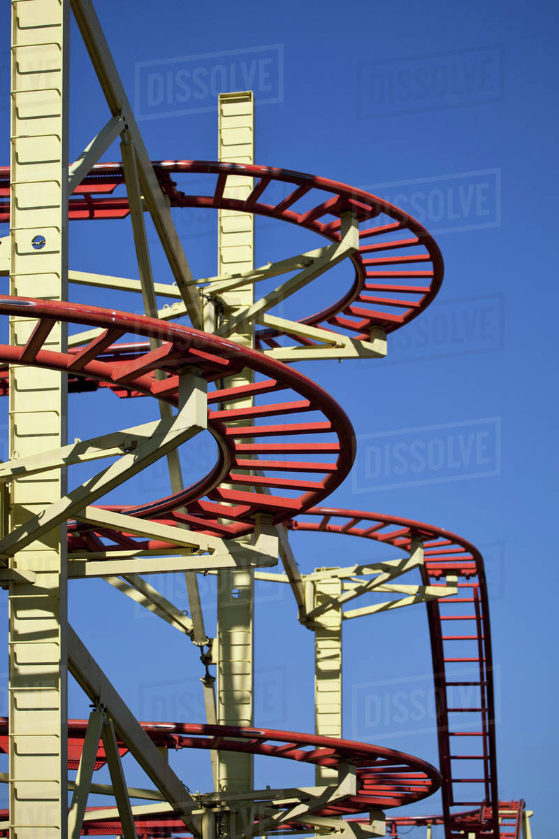 Part of a roller coaster, low angle view, close-up - Stock Photo - Dissolve
